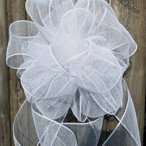White Tree Bows Christmas Topper Bows White Ribbon Outdoor - Etsy