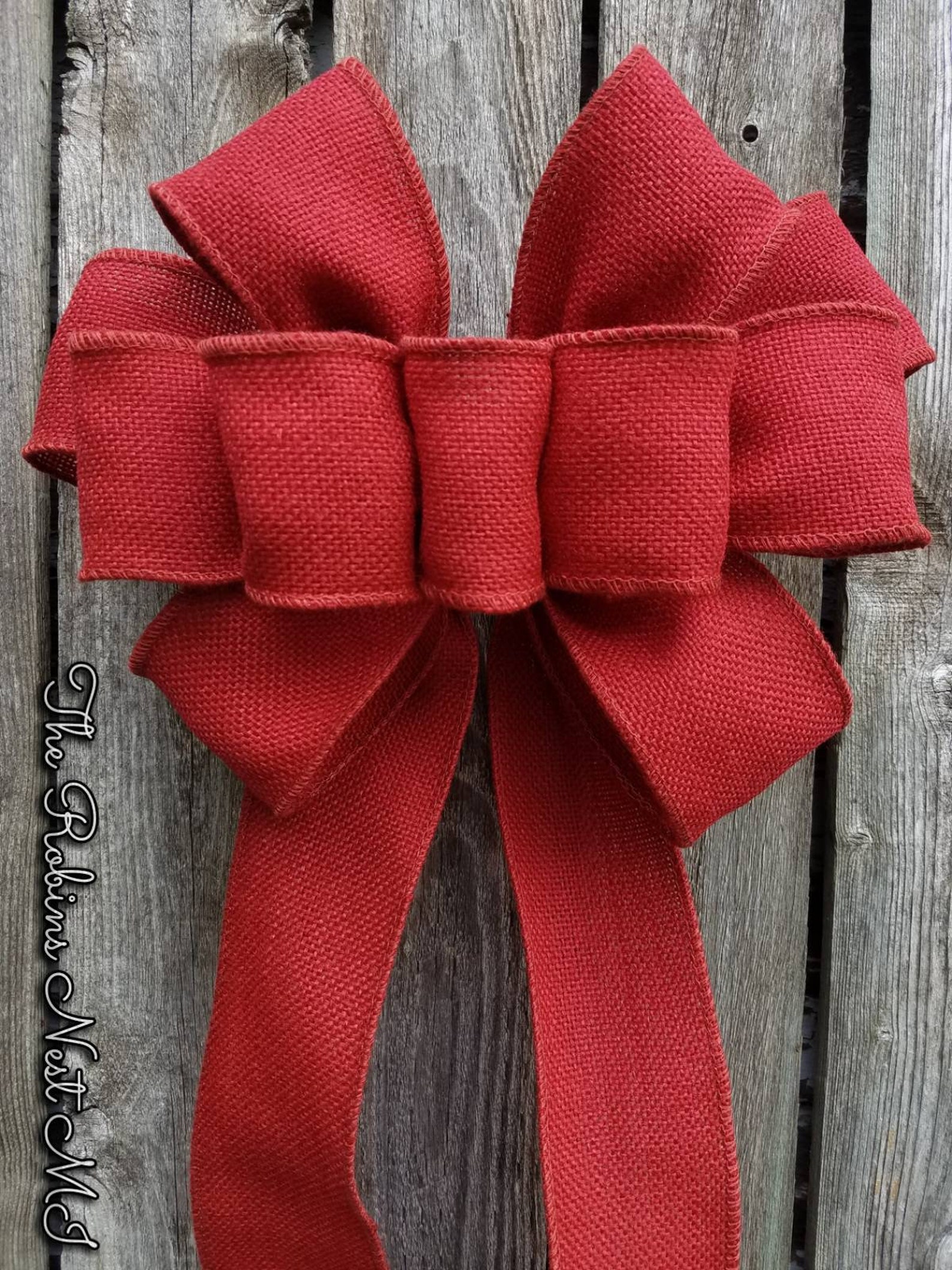 Rust Burlap Bows Rustic Red Burlap Ribbon Bow Autumn Barn | Etsy