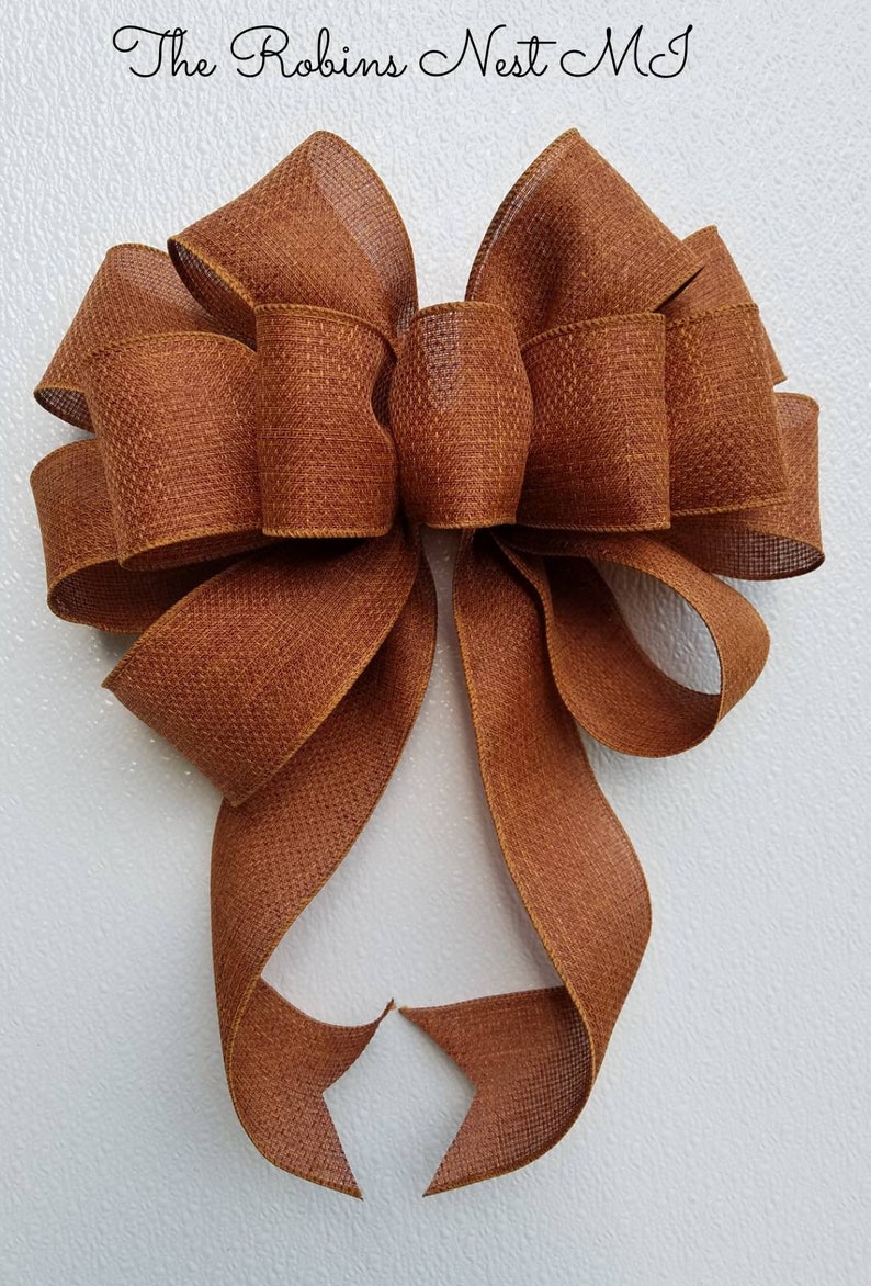 Orange Rust Bows Copper Burlap Bows Wedding Decor Church | Etsy