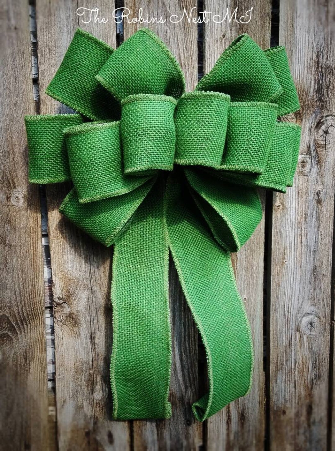 Moss Green Burlap Bow, Organic Burlap Bow, Primitive, Large Rustic Bow ...