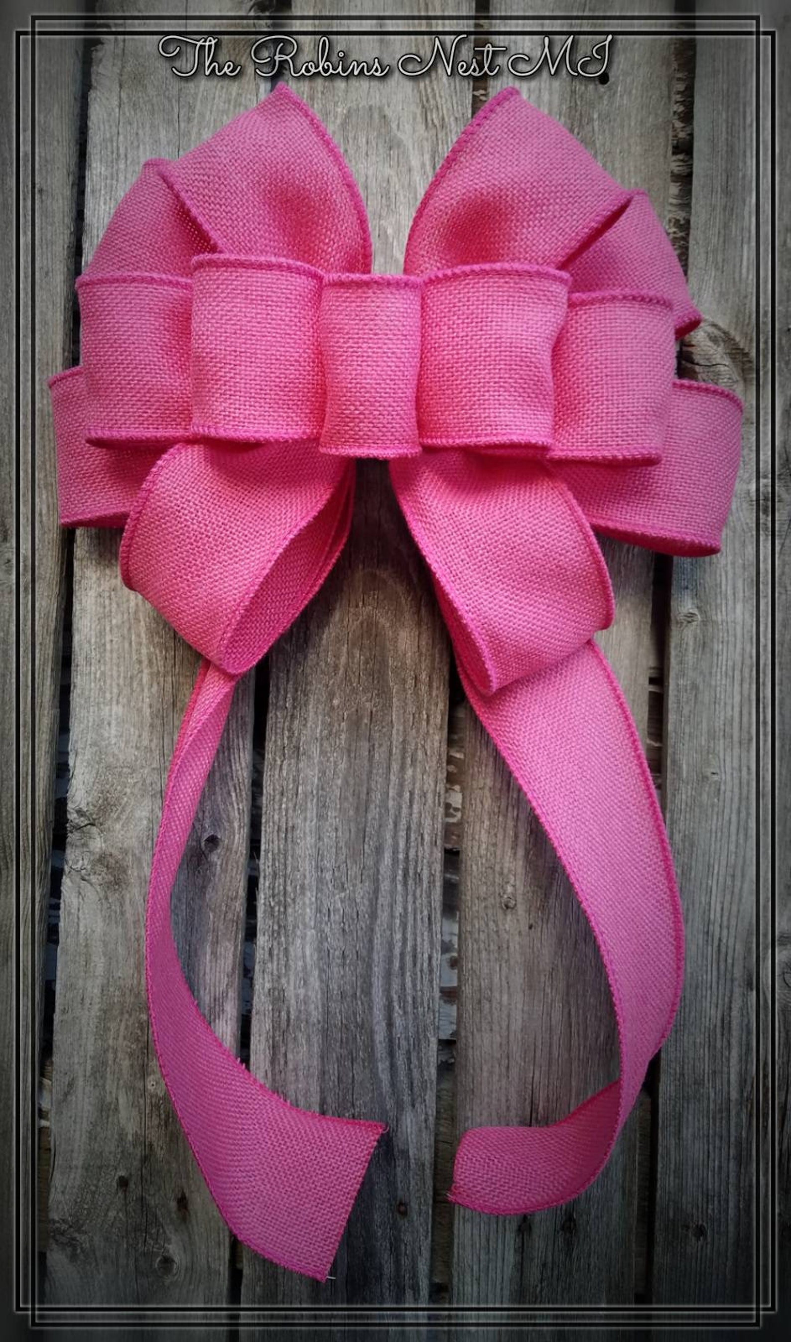 Pink Burlap Bows Pink Country Wedding Bow Church Pew Bows | Etsy