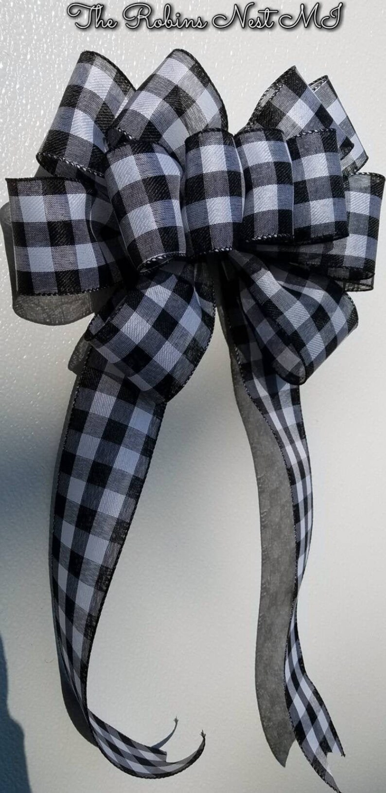 Buffalo Check Bows Black White Checkered Bow Black And White Etsy