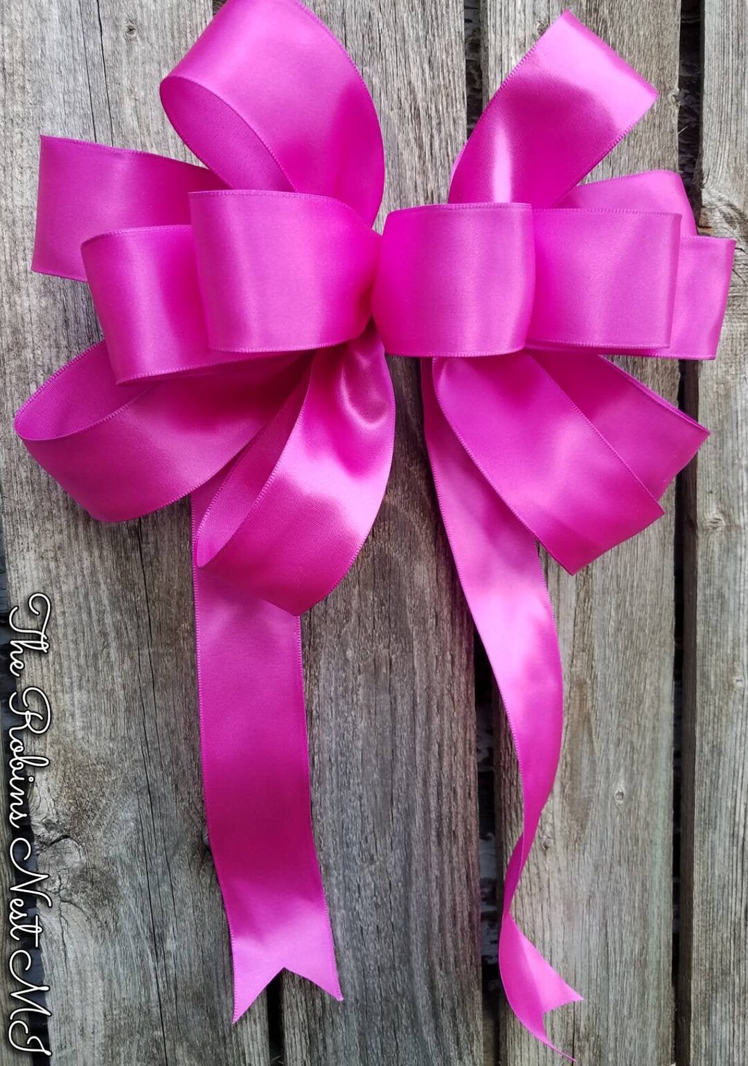 Pink Satin Bows Hot Pink Wedding Pew Bows Fuchsia Bridal - Etsy