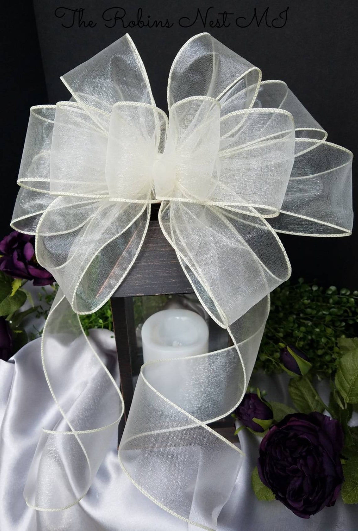 Ivory Bows Ivory Wedding Bow Ivory Organza Wired Ribbon | Etsy