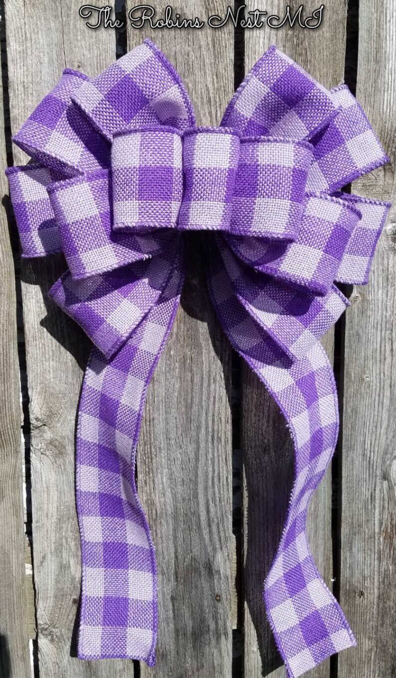 Purple Buffalo Check Bow Purple Plaid Bow Light Purple & | Etsy