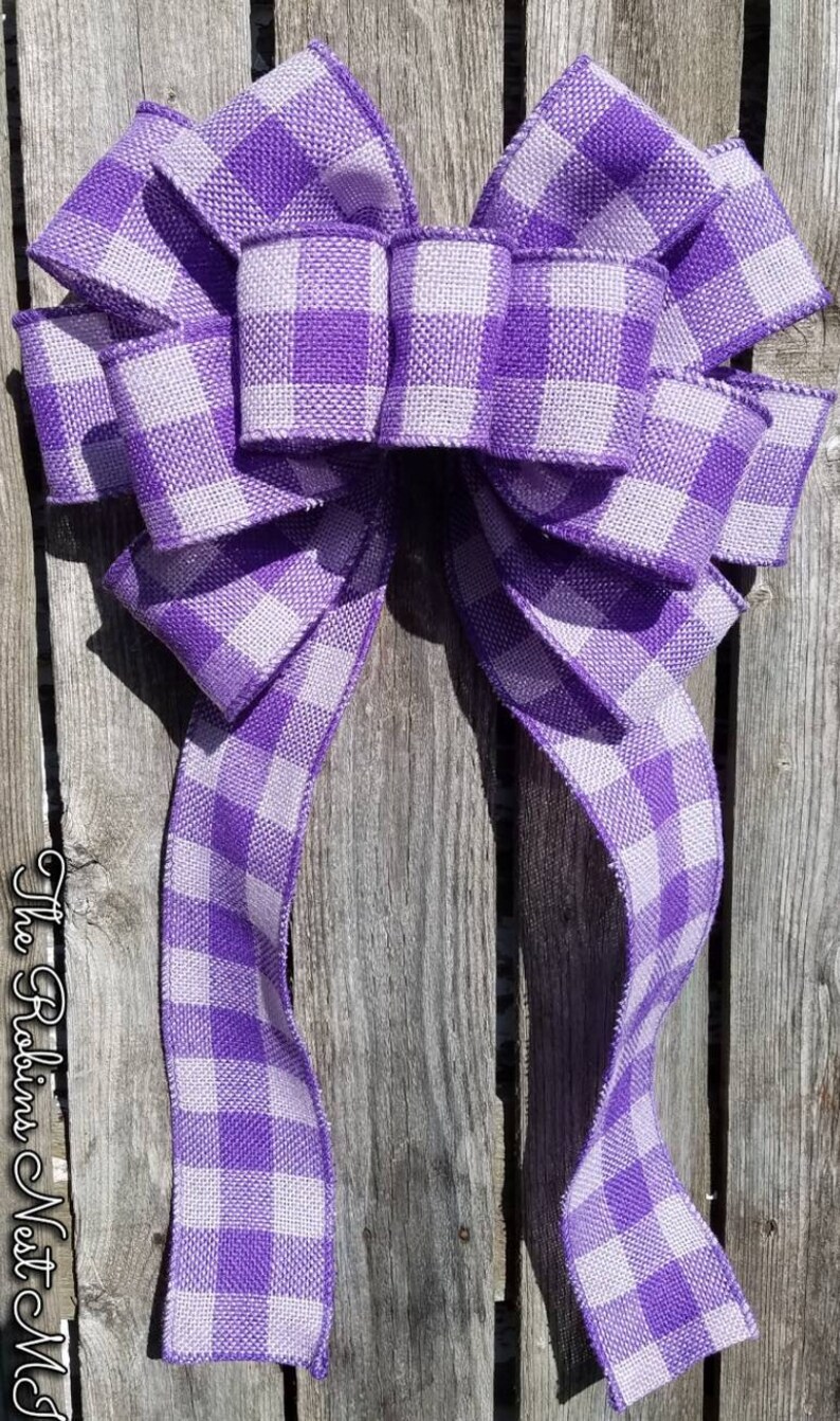 Purple Buffalo Check Bow Purple Plaid Bow Light Purple & | Etsy