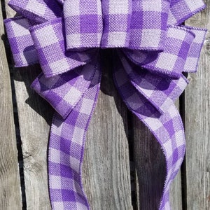 Purple Buffalo Check Bow, Purple Plaid Bow, Light Purple & Purple ...