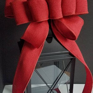 Barn Red Burlap Bows, Rust Red Wired Ribbon Bow, Lantern Bow Decor ...
