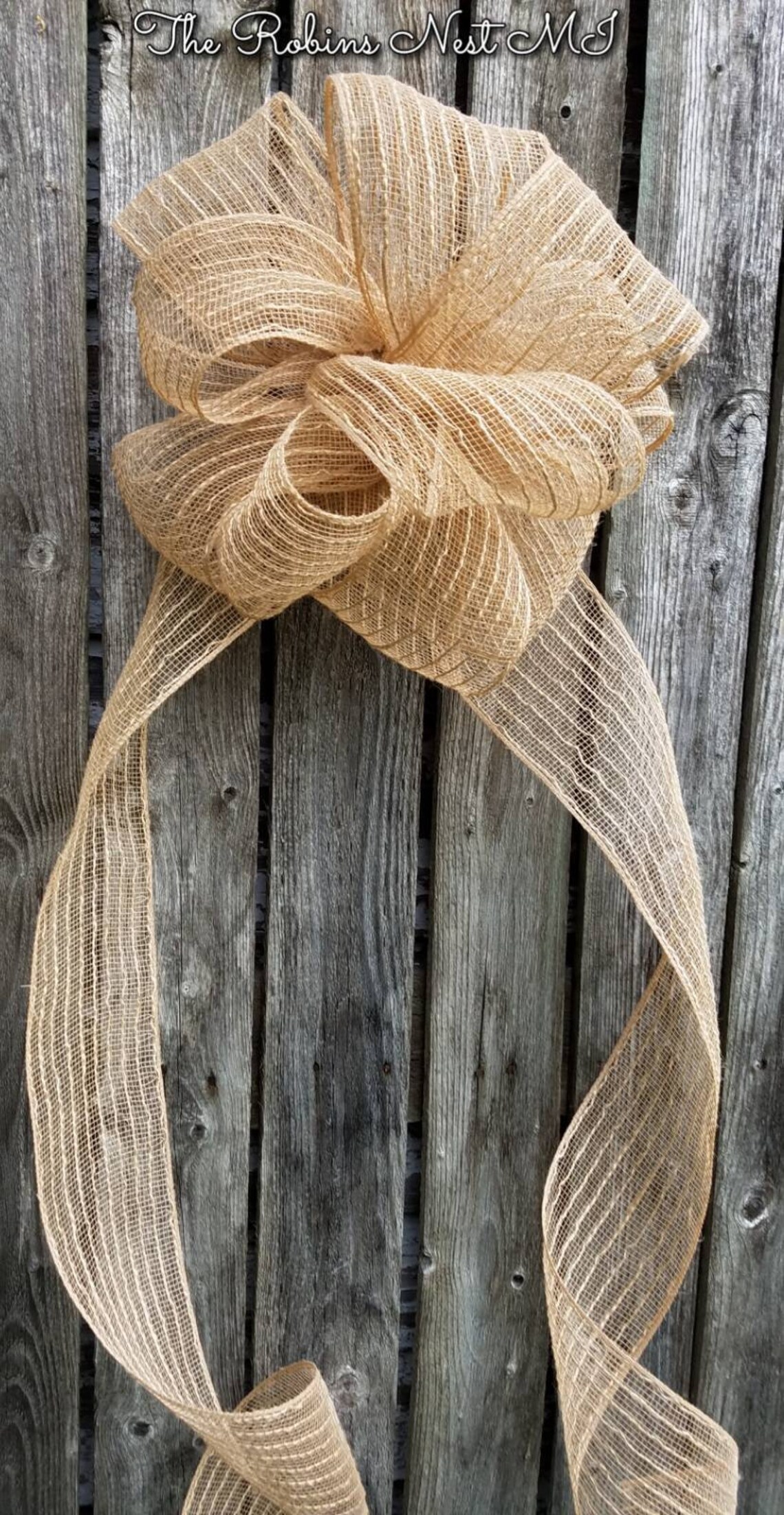 Natural Bow Burlap Bows Beige Tree Bow Porch Decor Fall | Etsy