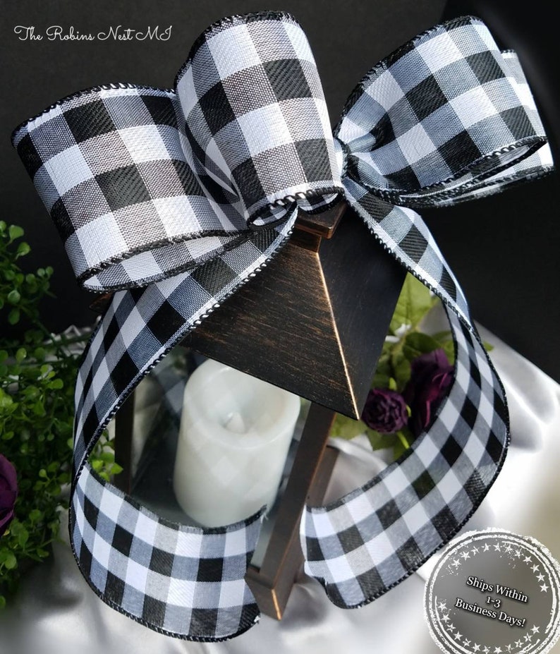 Buffalo Check Black White Checkered Ribbon Bows Additional - Etsy