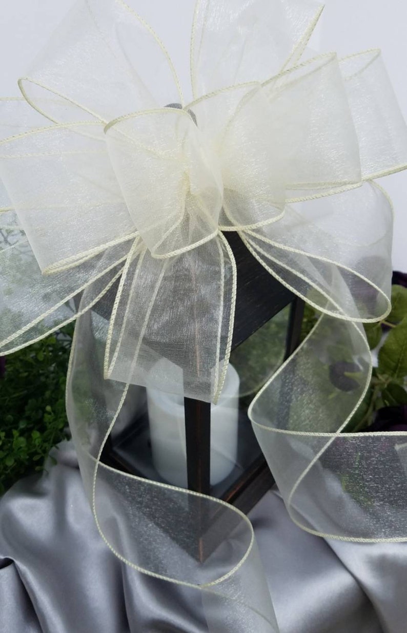 Ivory Bows Ivory Wedding Bow Ivory Organza Wired Ribbon | Etsy