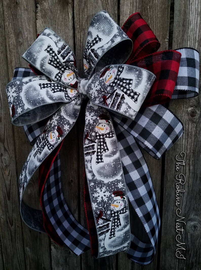 Buffalo Check Bow Christmas Tree Topper Bow Wreath Bows Red Etsy