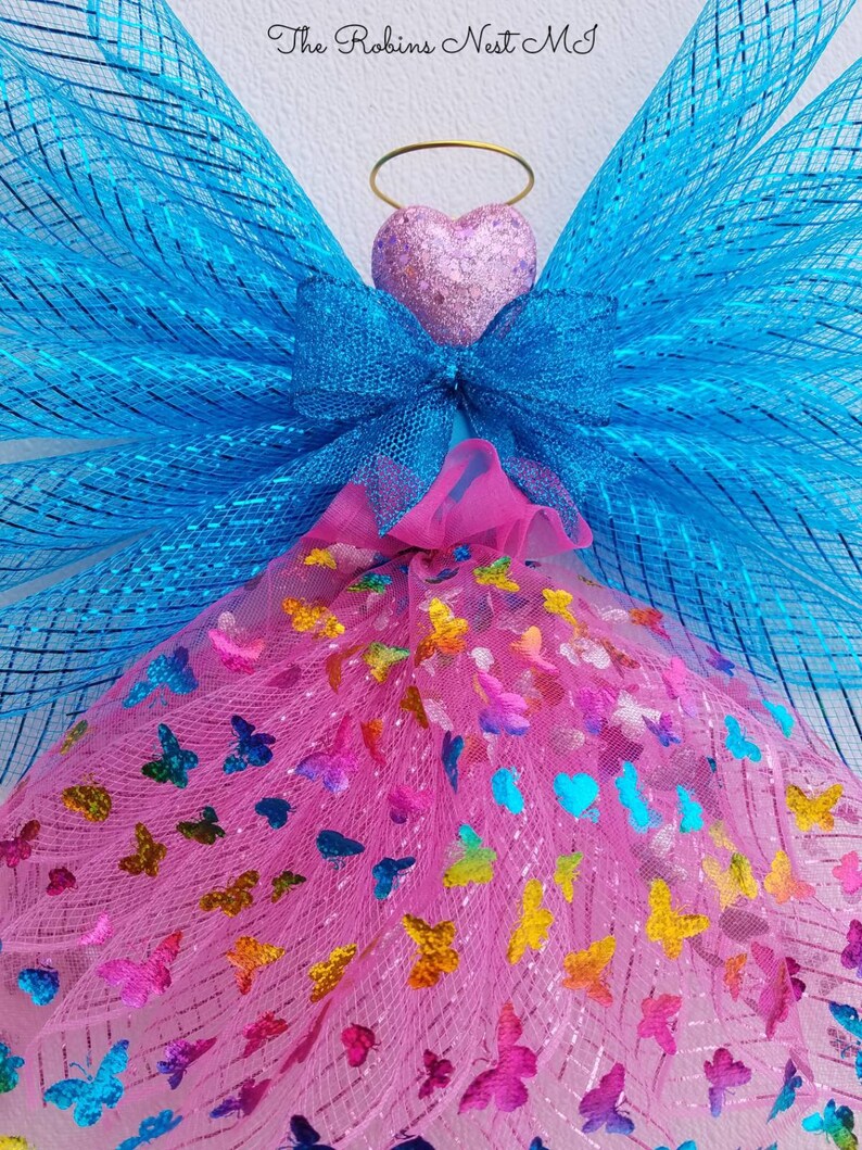 Christmas Tree Topper Angel Wreath Butterfly Turquoise Wings - Etsy