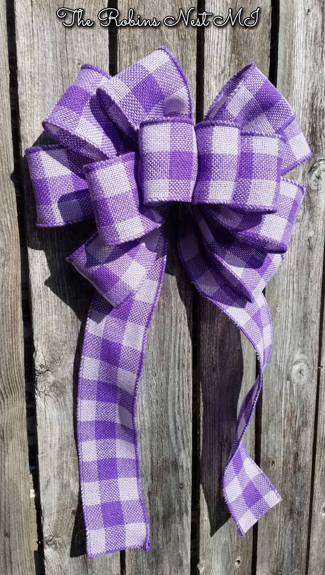 Purple Buffalo Check Bow Purple Plaid Bow Light Purple & | Etsy