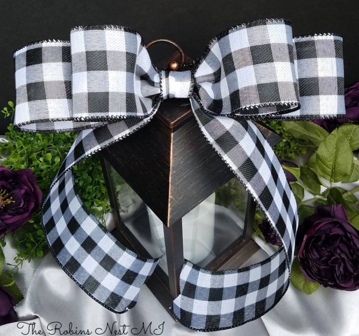 Buffalo Check Black White Checkered Ribbon Bows Additional | Etsy