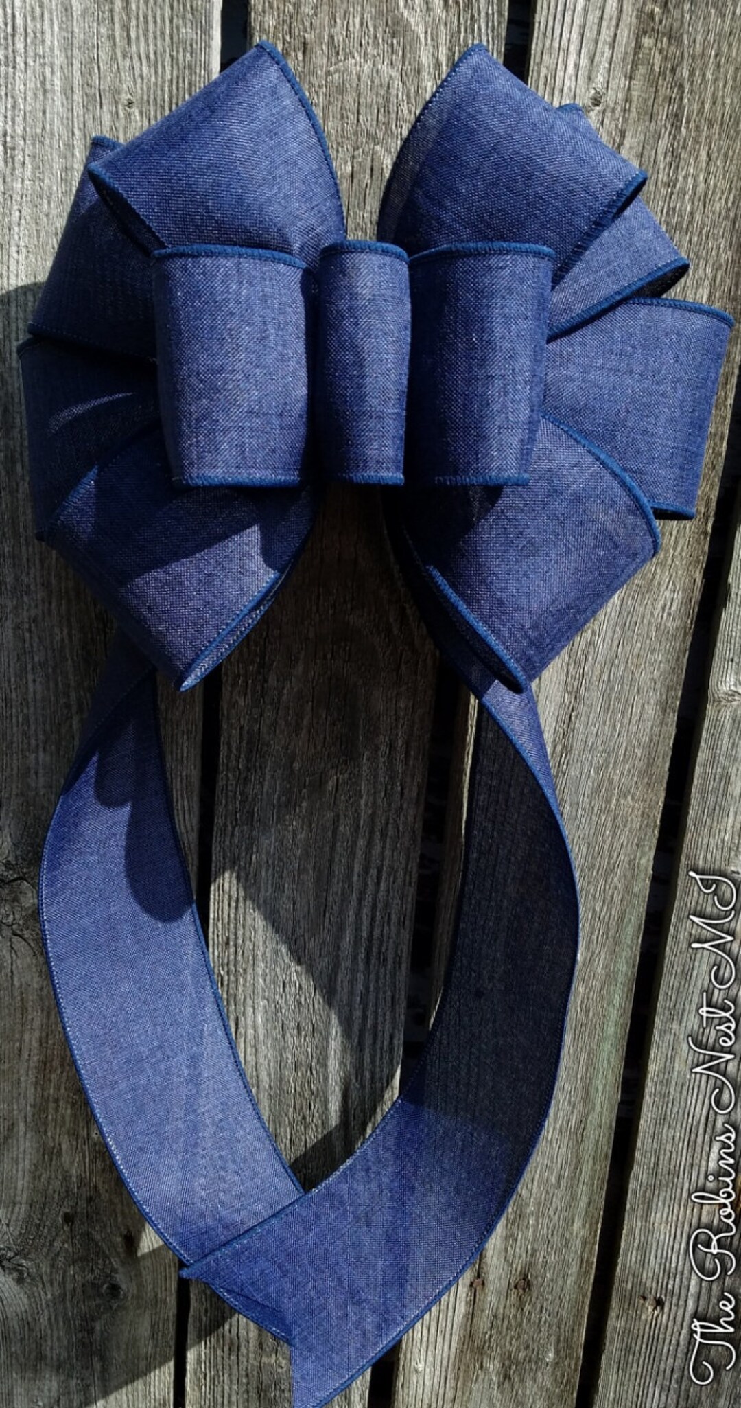 Navy Blue Bows, Blue Deco Mesh Bow, Outdoor Bows, Wreath, Mailbox ...