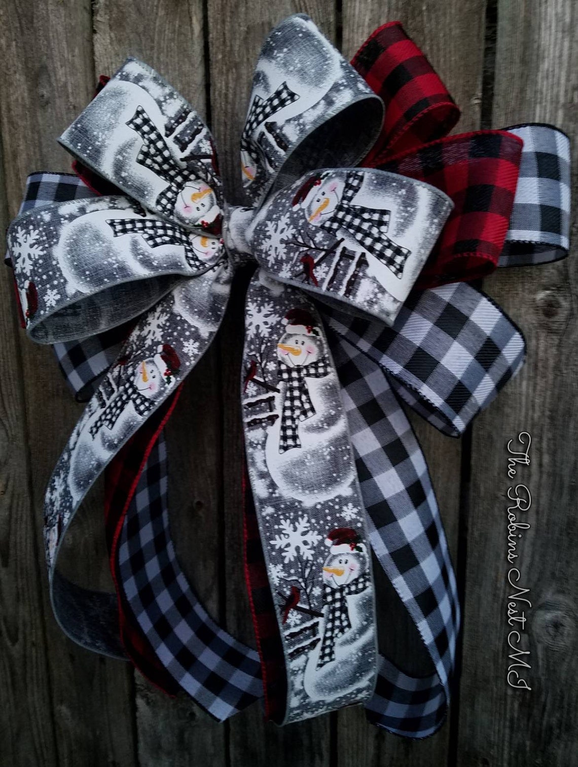 Buffalo Check Bow Christmas Tree Topper Bow Wreath Bows Red | Etsy