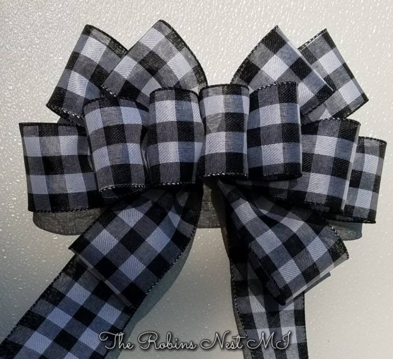 Buffalo Check Bows Black White Checkered Bow Black and White | Etsy
