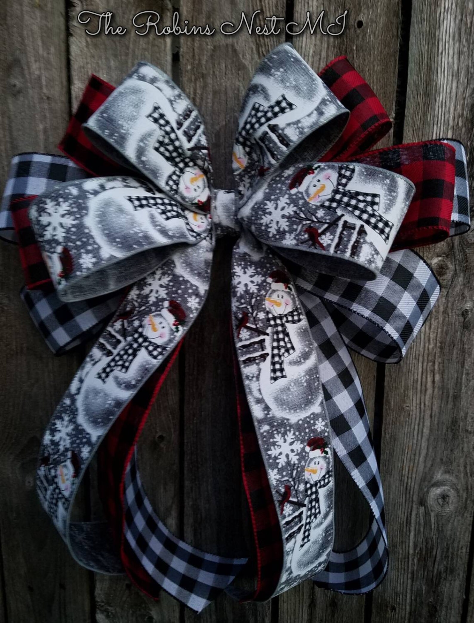 Buffalo Check Bow Christmas Tree Topper Bow Wreath Bows Red | Etsy