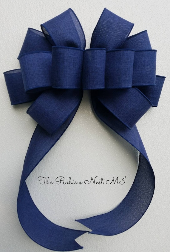 Blue Bow Blue Tree Bows Navy Blue Bow Blue Burlap Bows | Etsy