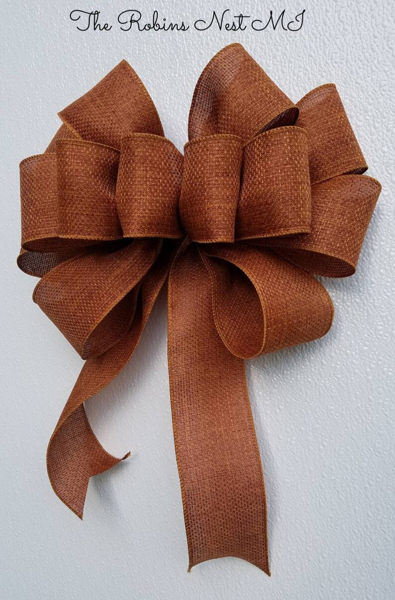 Orange Rust Bows Copper Burlap Bows Wedding Decor Church - Etsy