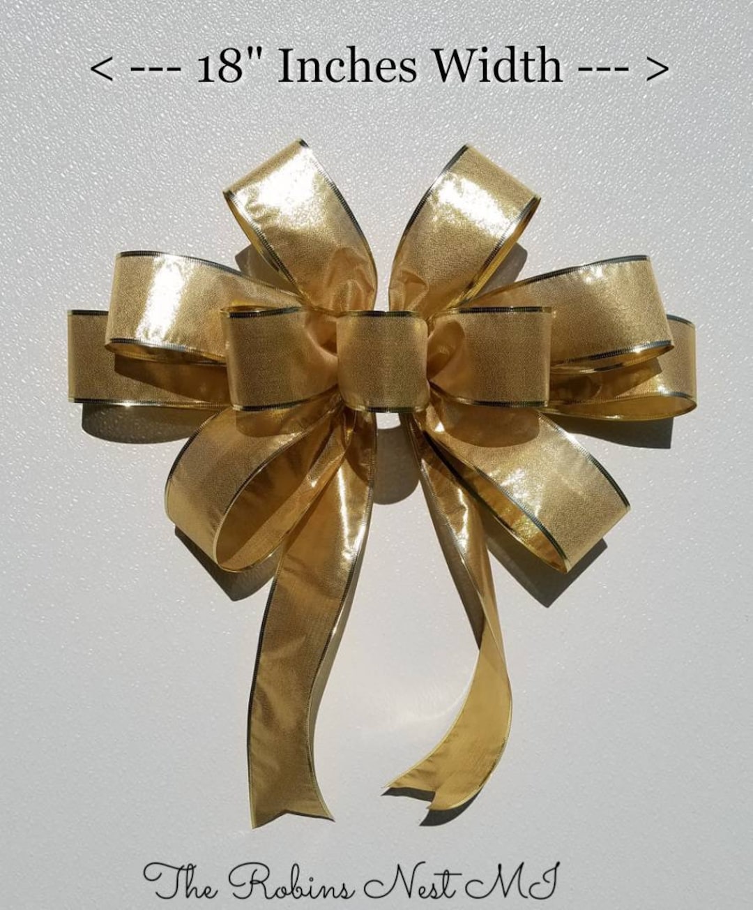 Golden Ribbon Bow Extra Large Bow 18 Wide Ribbon Bow - Etsy