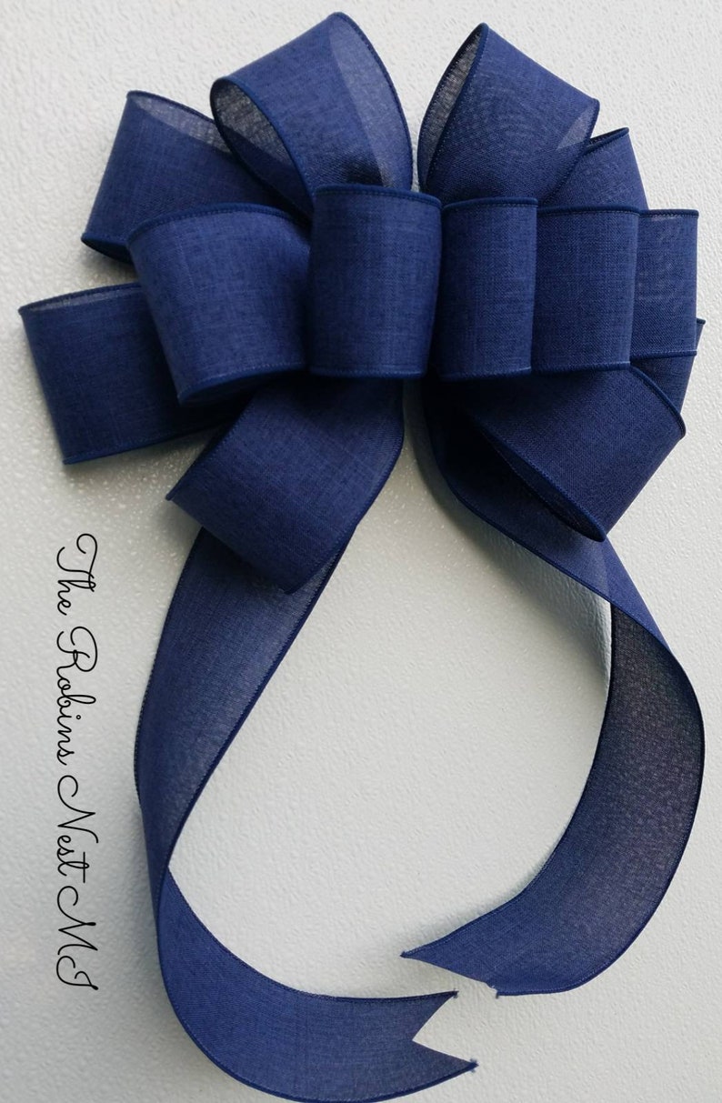 Blue Bow Blue Tree Bows Navy Blue Bow Blue Burlap Bows | Etsy