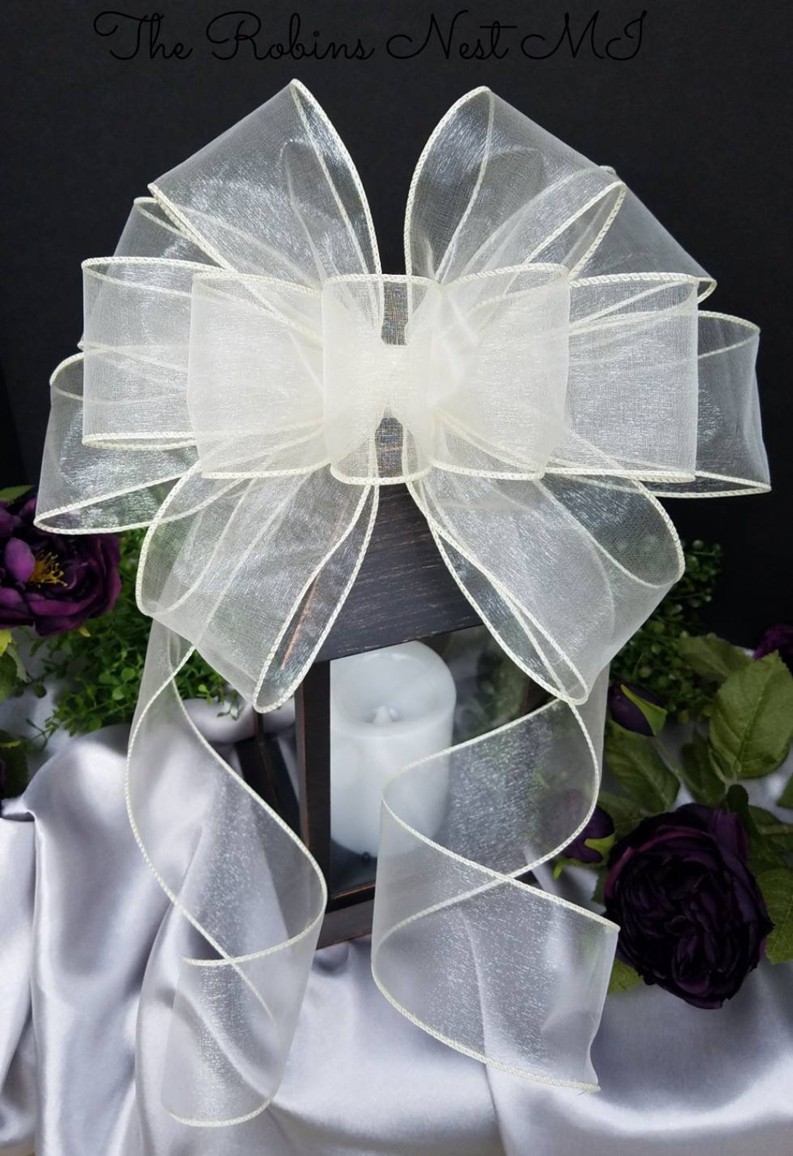 Ivory Bows Ivory Wedding Bow Ivory Organza Wired Ribbon | Etsy