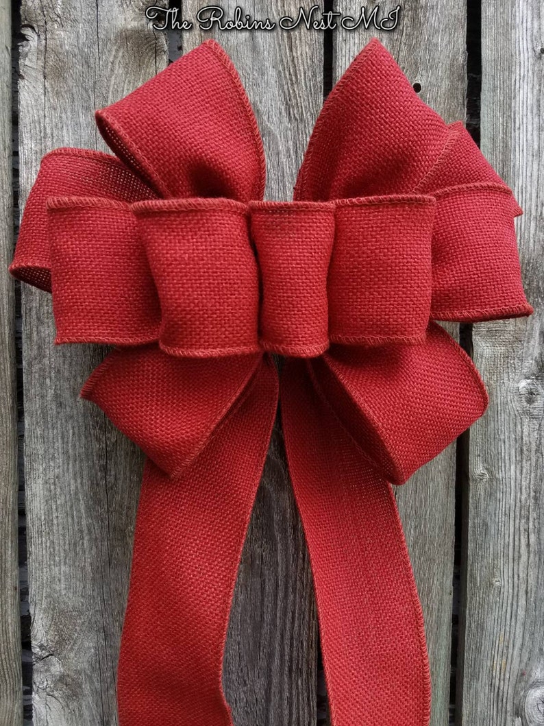 Rust Burlap Bows Rustic Red Burlap Ribbon Bow Autumn Barn - Etsy