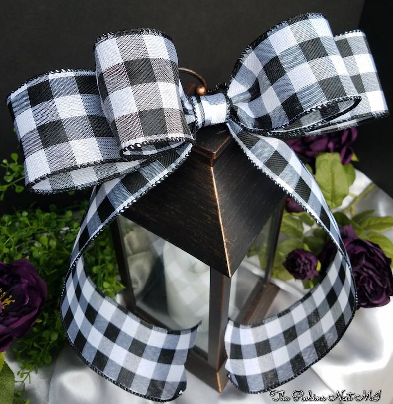Buffalo Check Black White Checkered Ribbon Bows Additional - Etsy