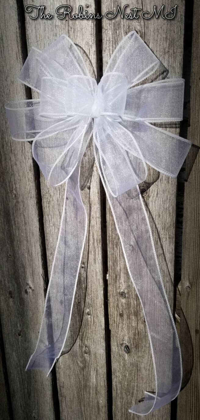 White Wedding Bow Bridal Bows Church Pew Bows White Ivory - Etsy