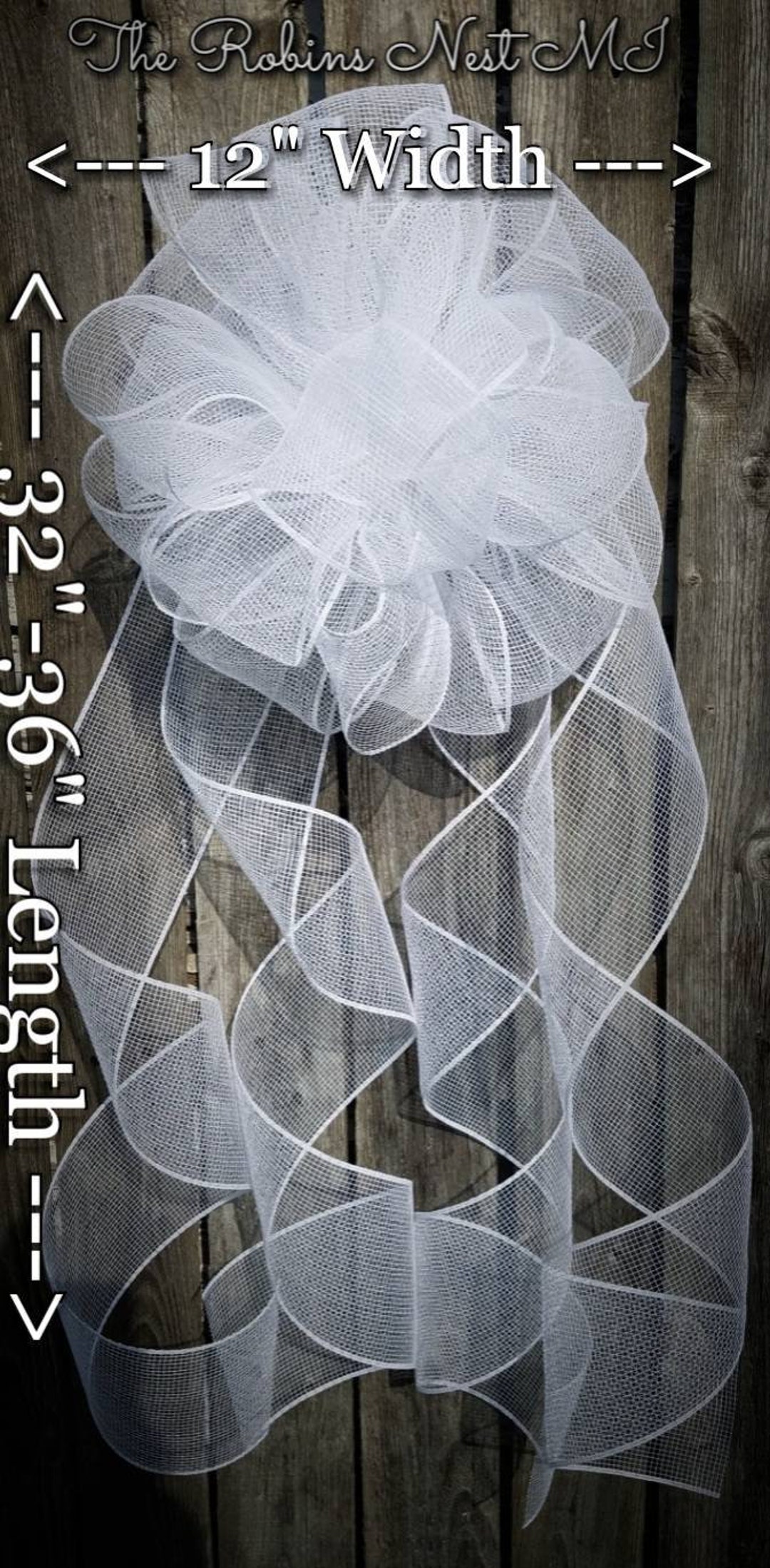 White Tree Bows Christmas Topper Bows White Ribbon Outdoor - Etsy