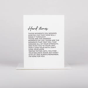 Hard Times Sympathy Thinking of You Sympathy Card - Etsy