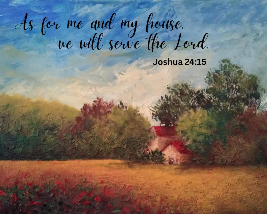 Bible Verse Landscape Art Print – Christian Country Wall Decor ...