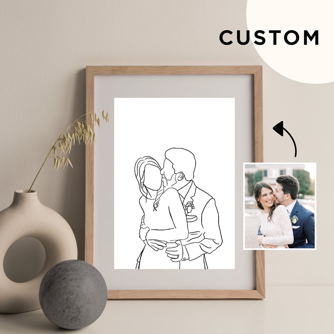 Custom Wedding or Anniversary Line Art Drawing From Photo - Etsy