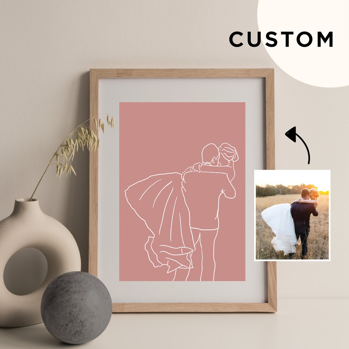 Custom Wedding or Anniversary Line Art Drawing From Photo - Etsy