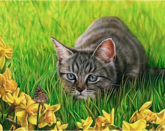 Pencil Drawing Cat | Etsy