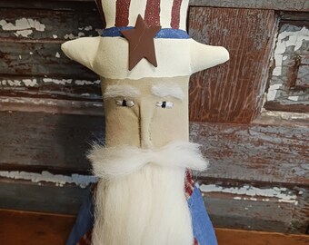 Primitive Uncle Sam Doll - 4th of July Decoration - Americana Folk Art ...