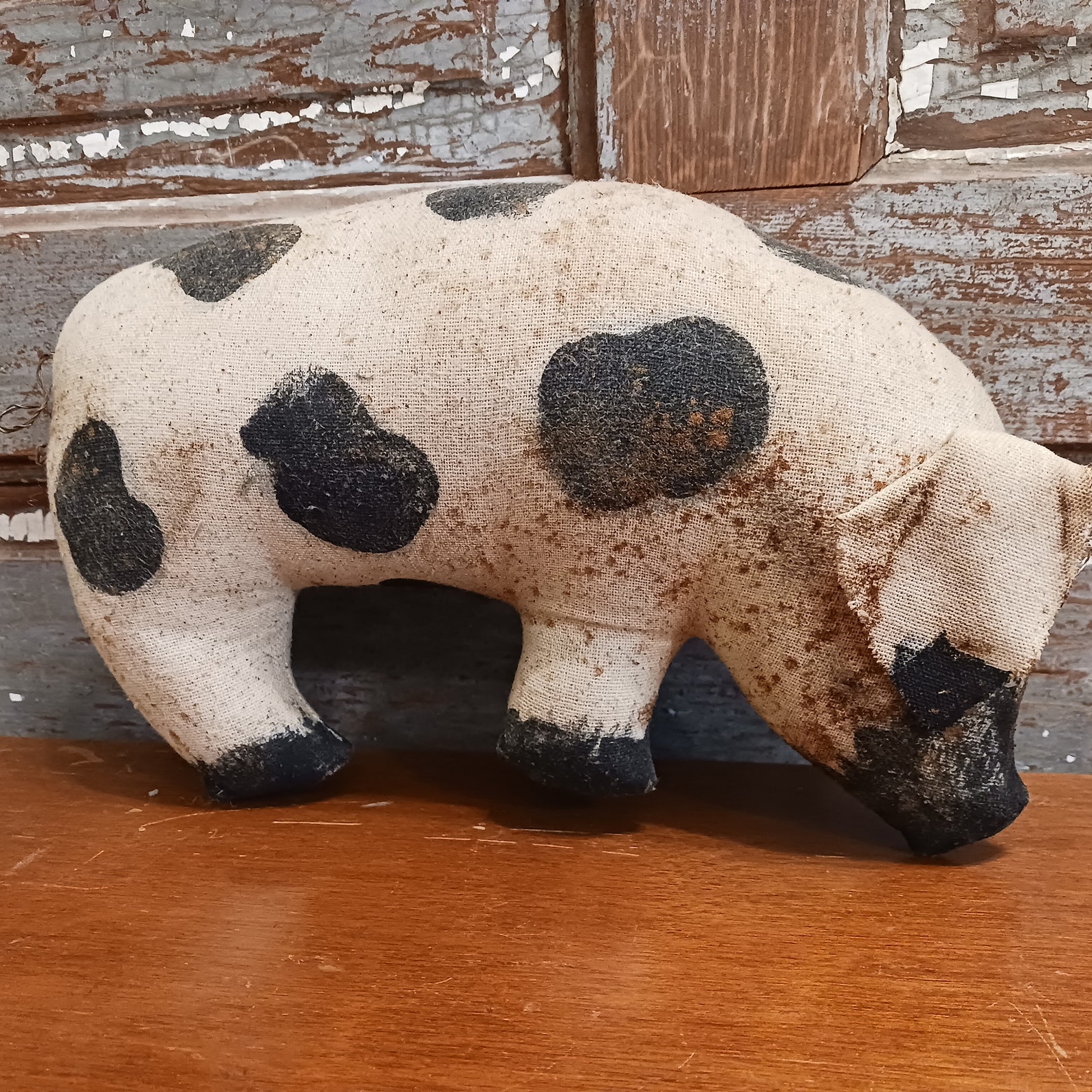 BIG Primitive Grungy PIG Folk Art HOG Rustic Leaner Ornie - Etsy