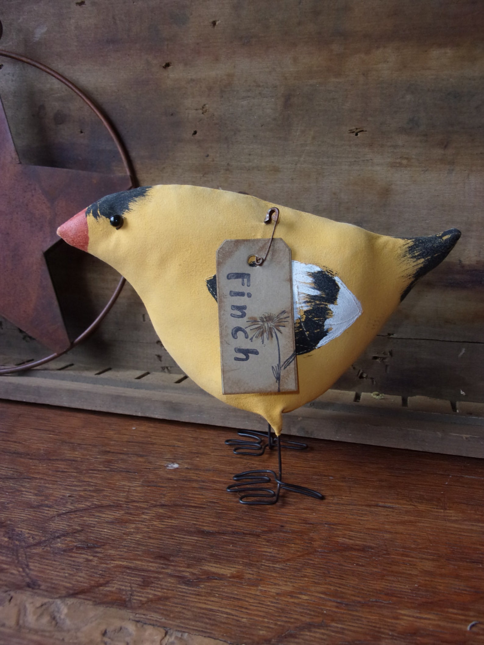Primitive Fat Lil GOLDFINCH Bird Birdie Free-standing Ornie - Etsy
