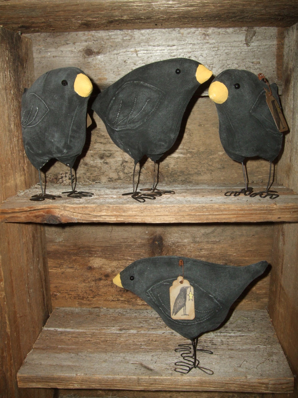 Primitive Fat Lil CROW Bird for Summer Rustic Folk Art Free - Etsy