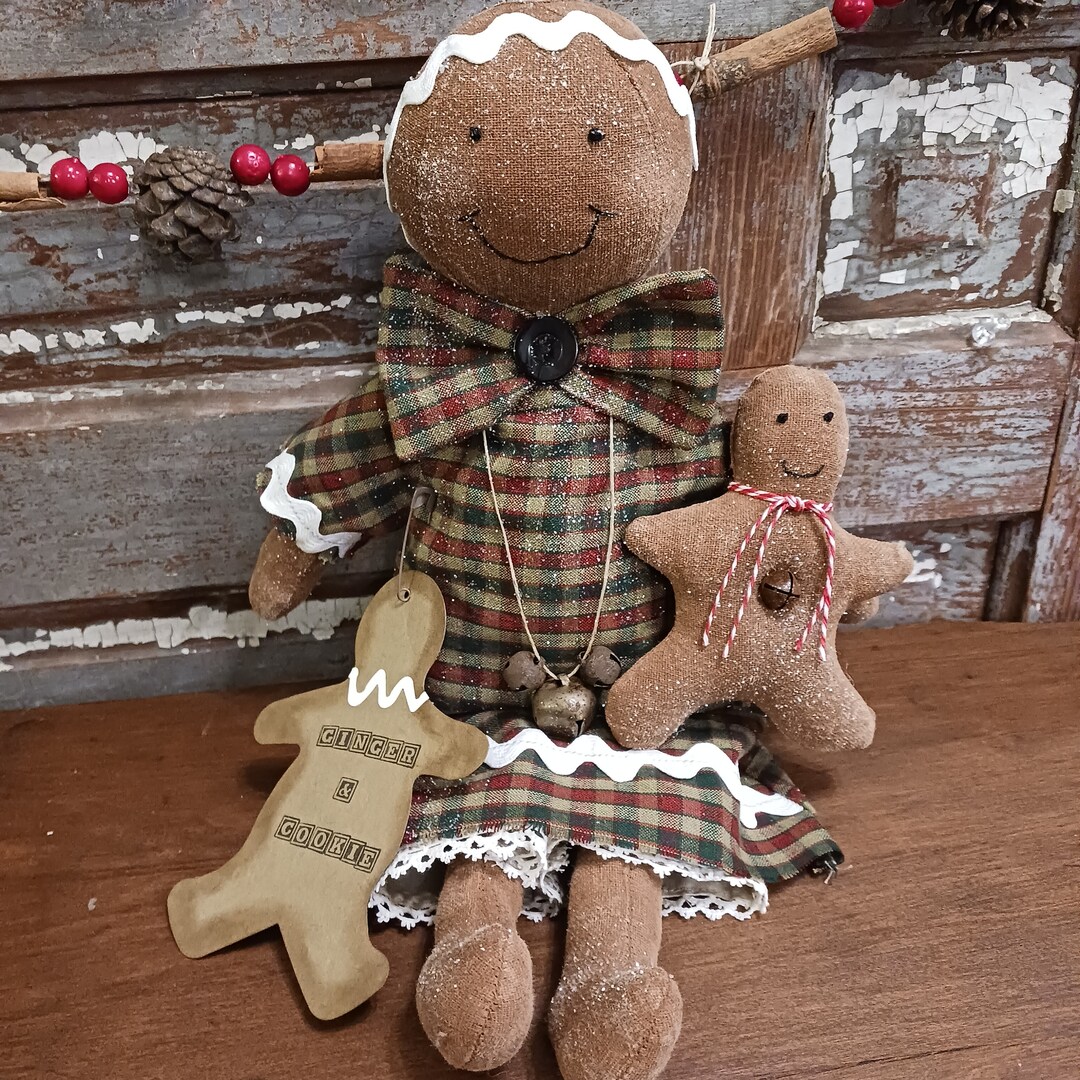 Primitive GINGER Gingerbread DOLL Door Hanger/leaner/sitter Christmas ...