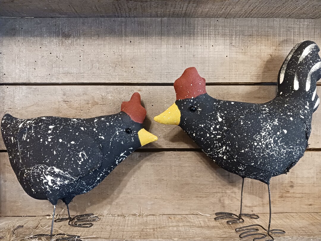 Primitive Fat Lil Speckled CHICKENS Rooster Hen Rustic Bird Decor - Etsy