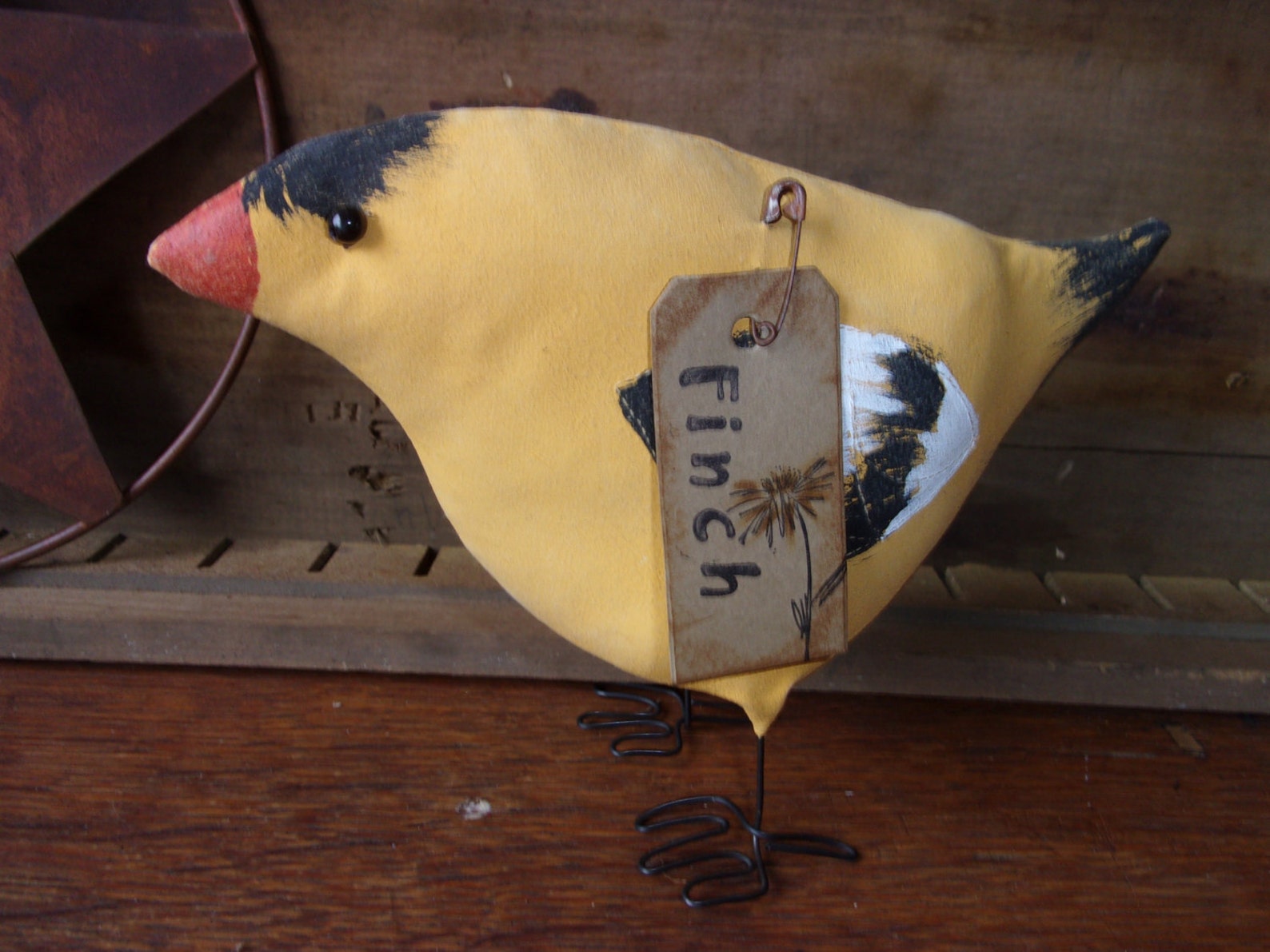 Primitive Fat Lil GOLDFINCH Bird Birdie Free-standing Ornie - Etsy