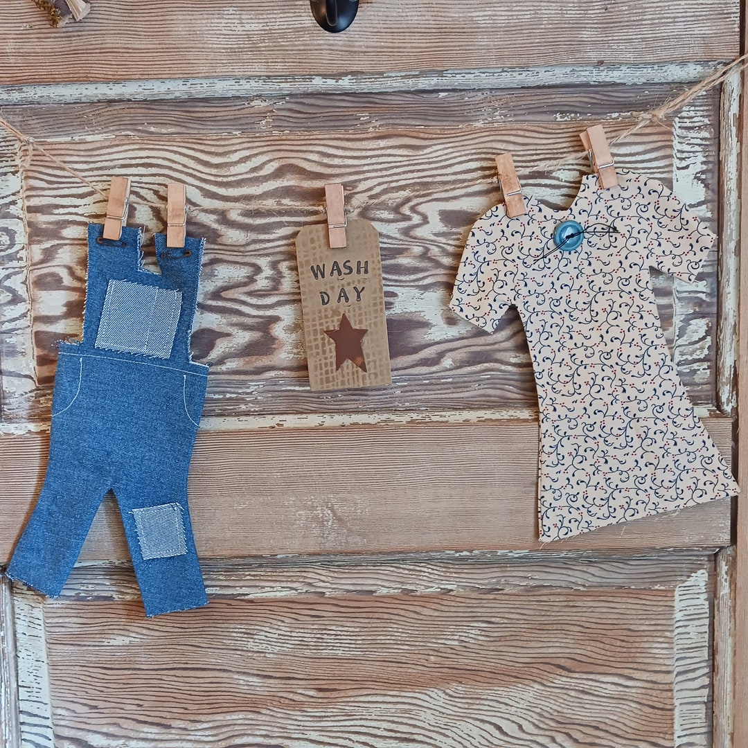Primitive WASH DAY Overalls - Dress Banner Bunting Old Thyme Country ...