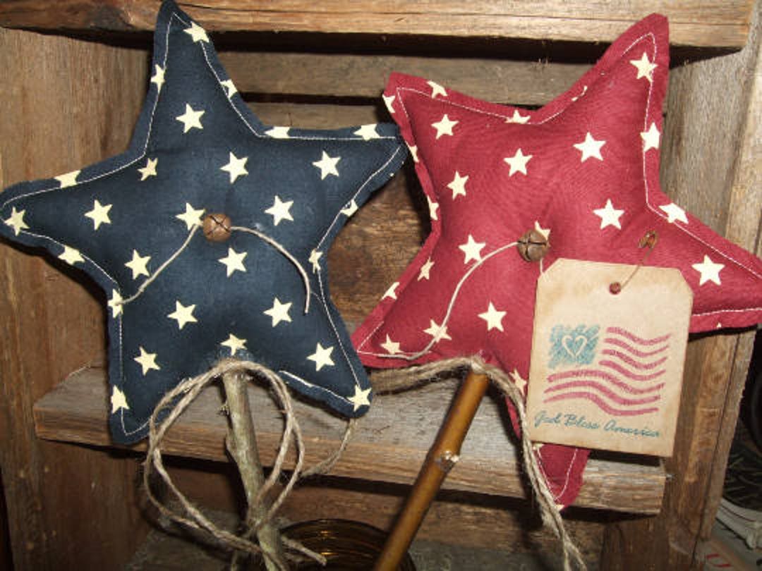 Rustic Country Primitive Patriotic Star Pokes July 4th Homespun Decor ...