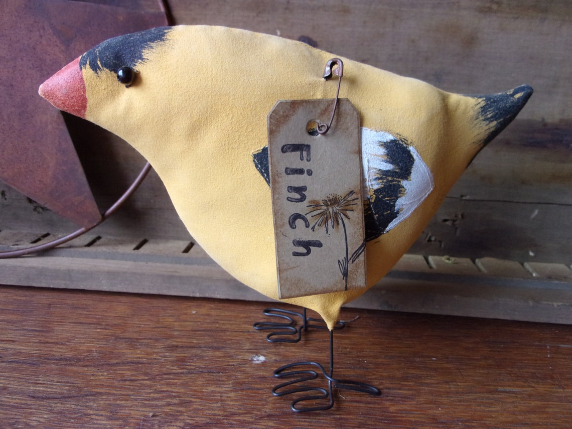 Primitive Fat Lil GOLDFINCH Bird Birdie Free-standing Ornie - Etsy