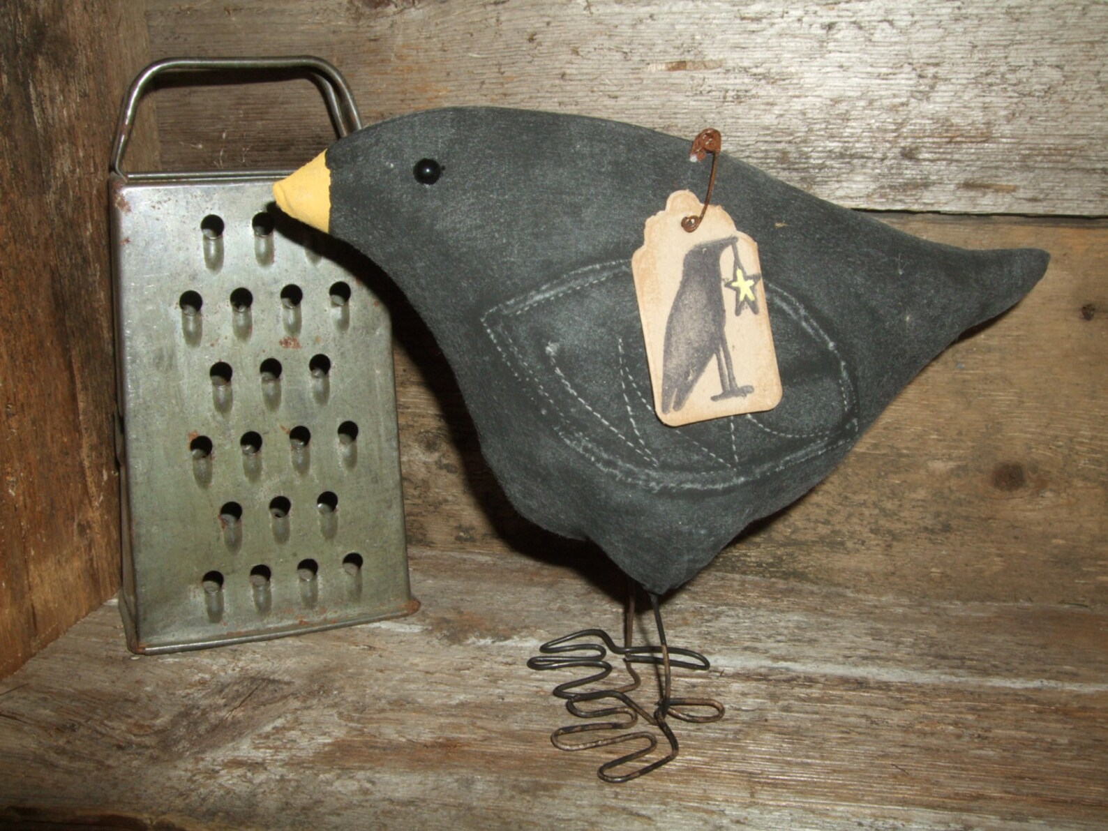 Primitive Fat Lil CROW Bird for Summer Rustic Folk Art Free - Etsy