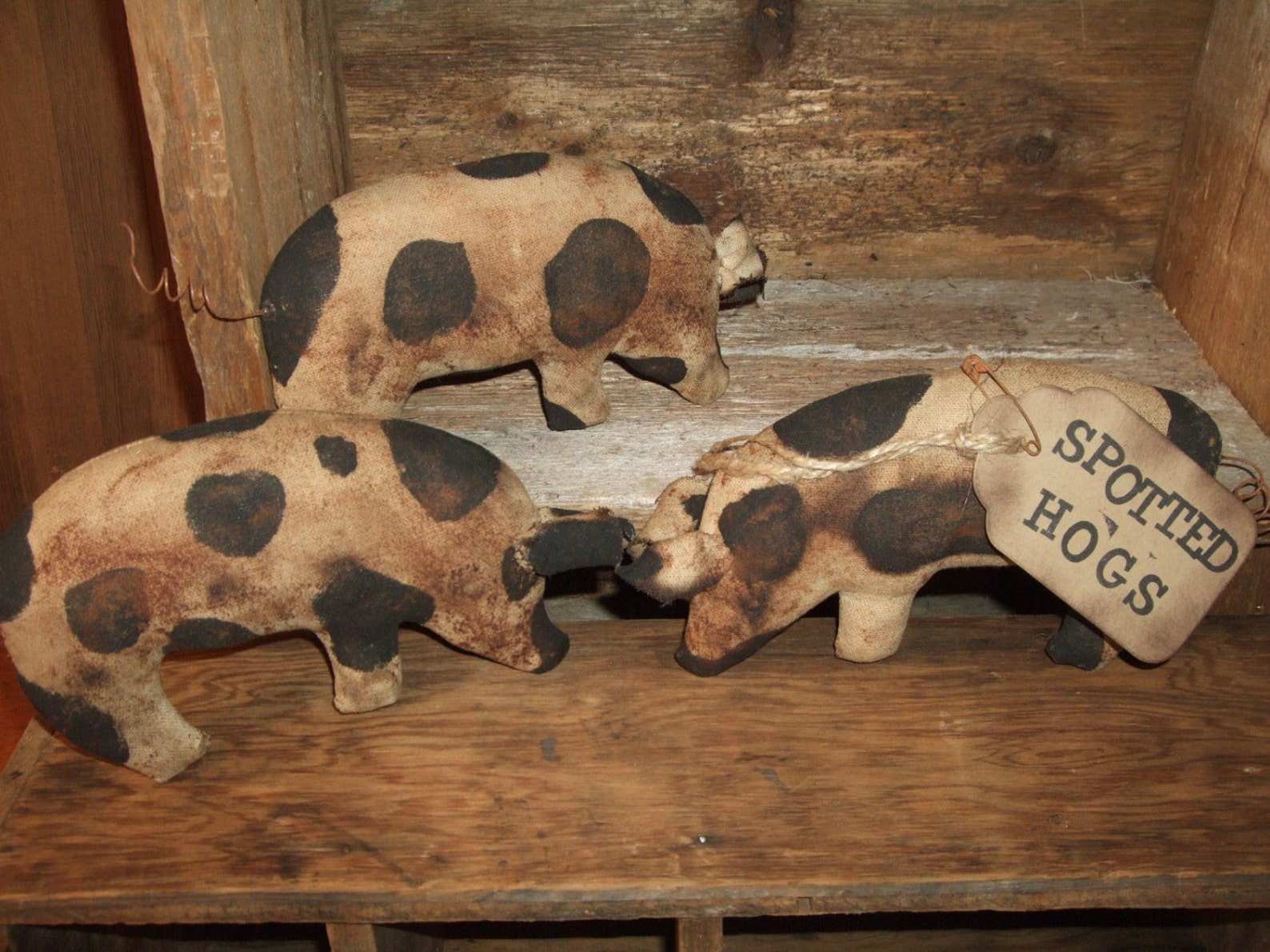Primitive Hogs Folk Art PIGS Trio of Bowl Filler Ornies Rustic - Etsy