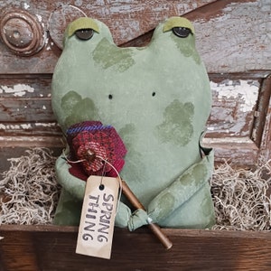 Primitive Froggy for Spring Stump Doll Frog Shelf Sitter - Etsy